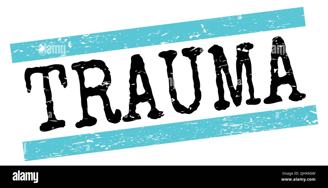 TRAUMA text written on blue-black grungy lines stamp sign Stock Photo ...