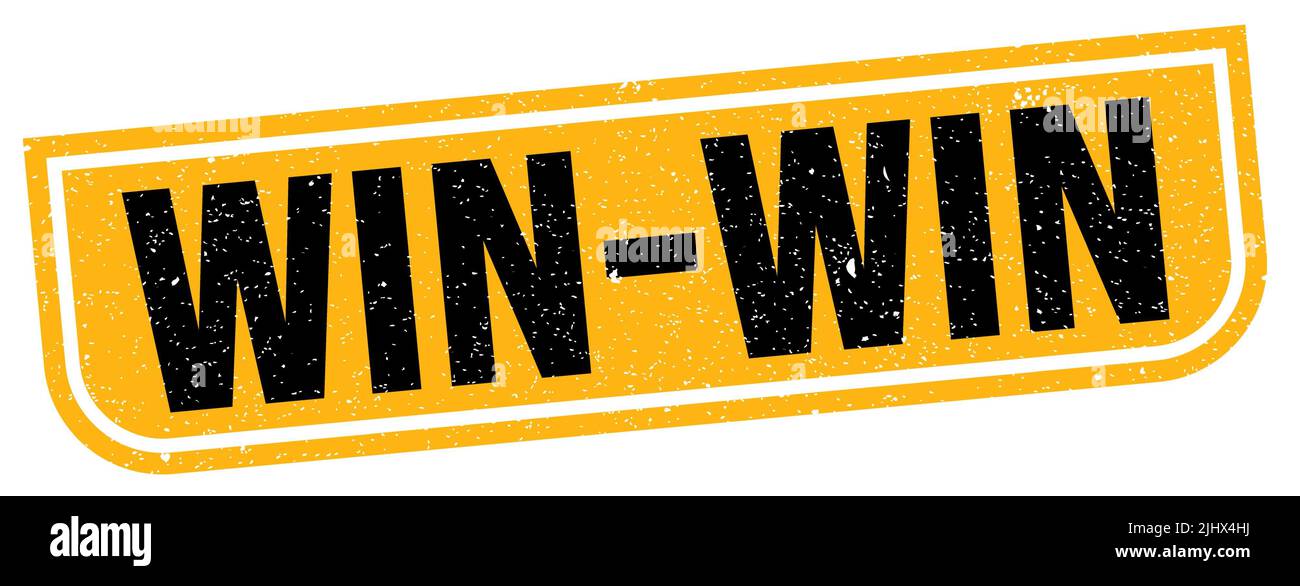 WIN-WIN text written on yellow-black grungy stamp sign Stock Photo - Alamy