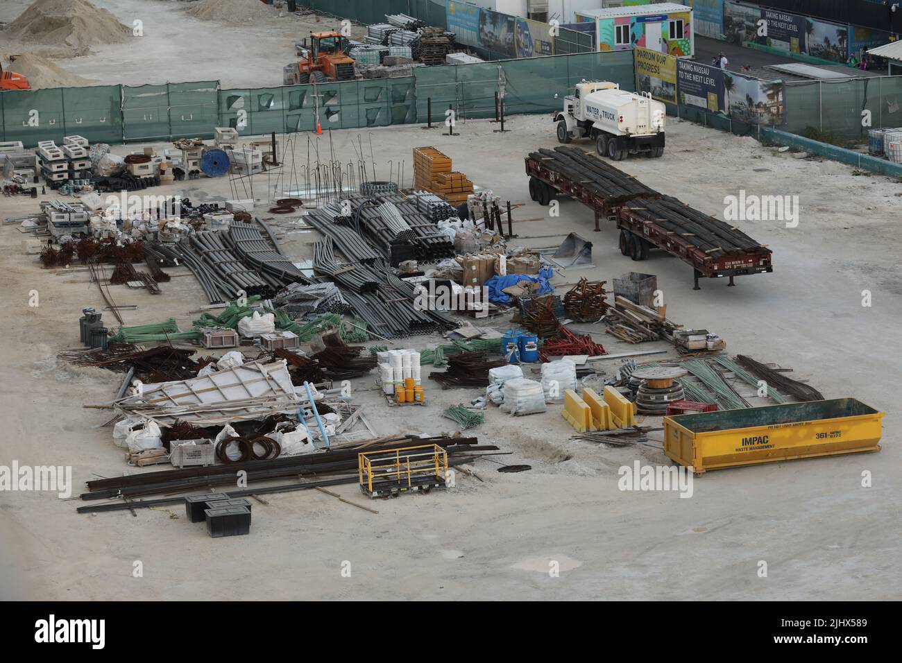 Large construction site with foundations, unfinished buildings and ...
