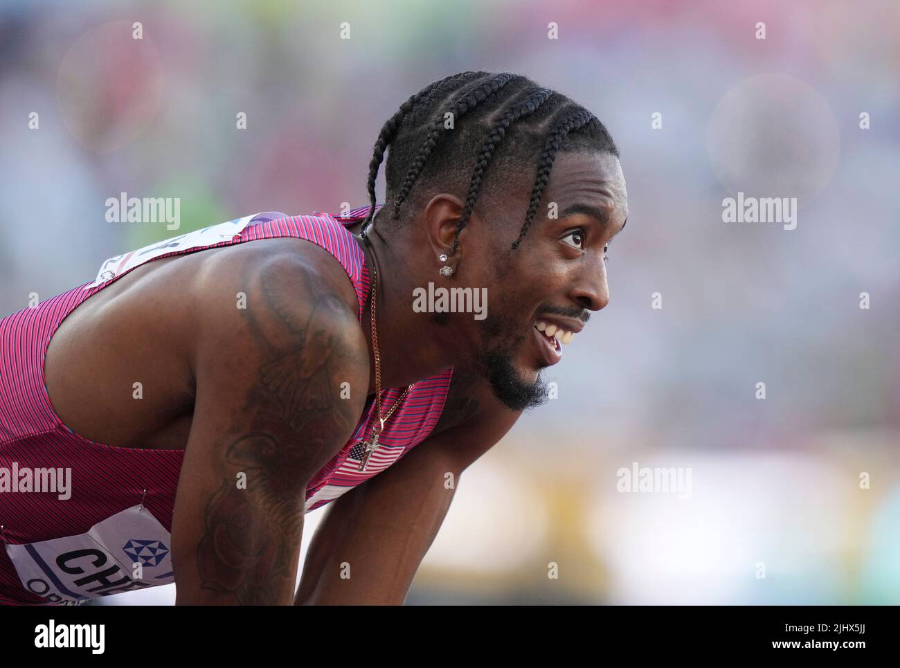 Eugene, USA. 20th July, 2022. Michael Cherry of the United States looks ...