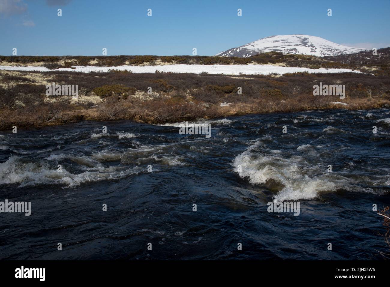 Driva river running on roughly 1000 meter above sea level through ...