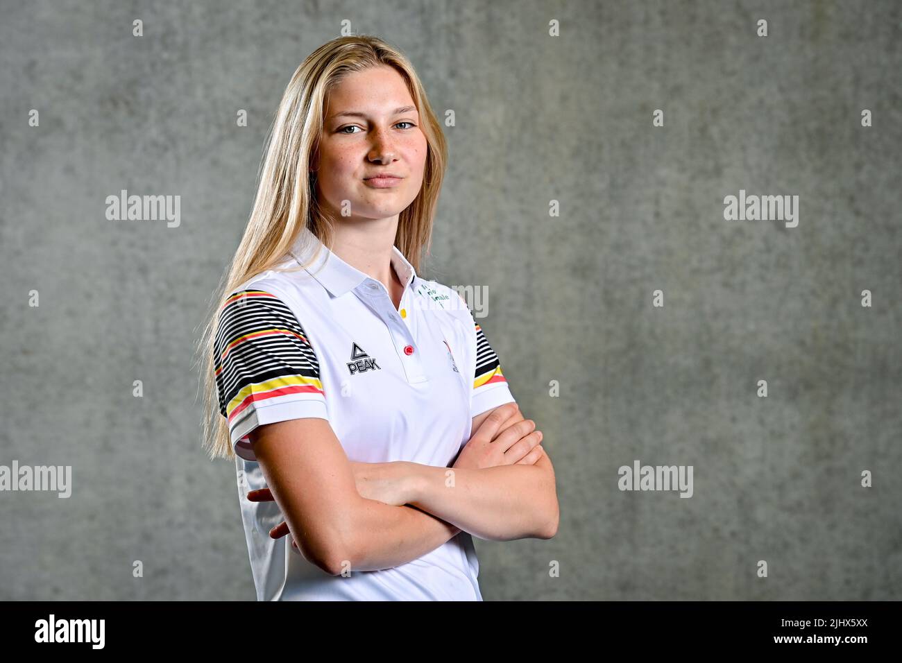 Ede Manghelinckx poses during a team building exercise for the athletes ...