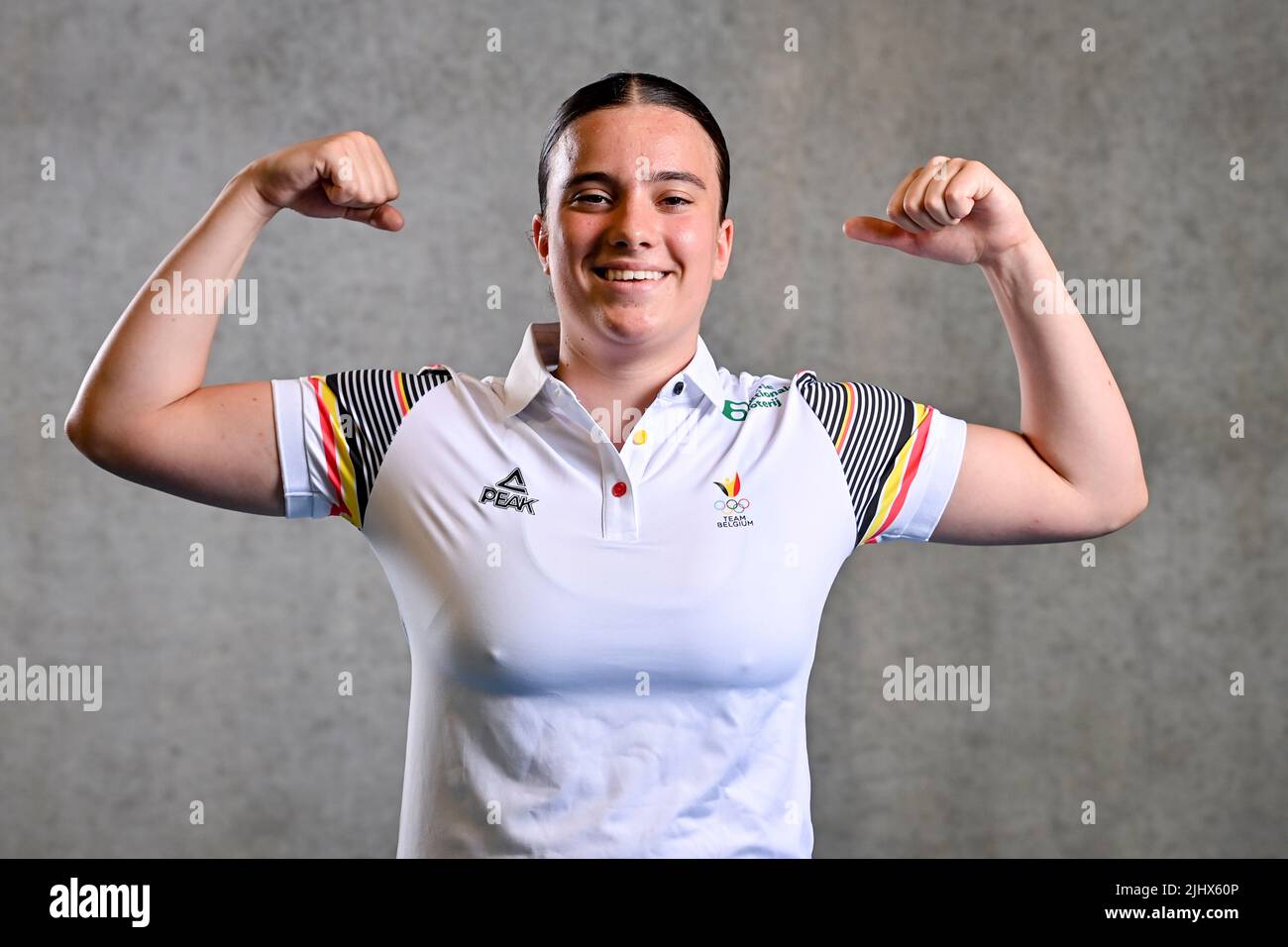 Laurinne De Groof poses during a team building exercise for the ...