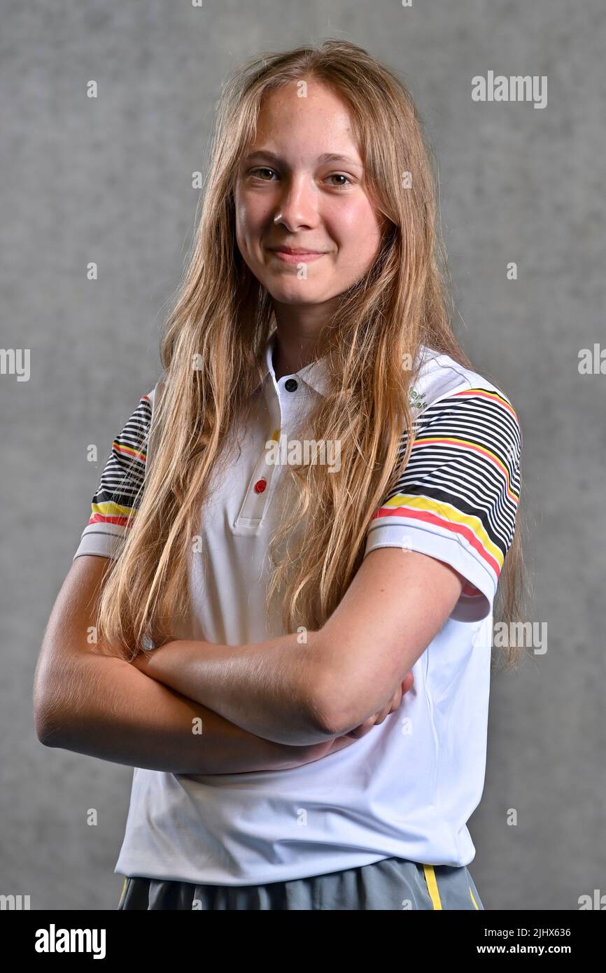 Amber Boonen poses during a team building exercise for the athletes ...