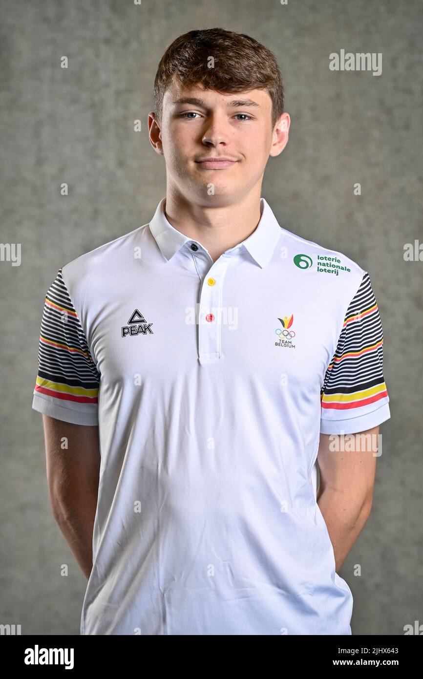 Pierre Perin poses during a team building exercise for the athletes ...