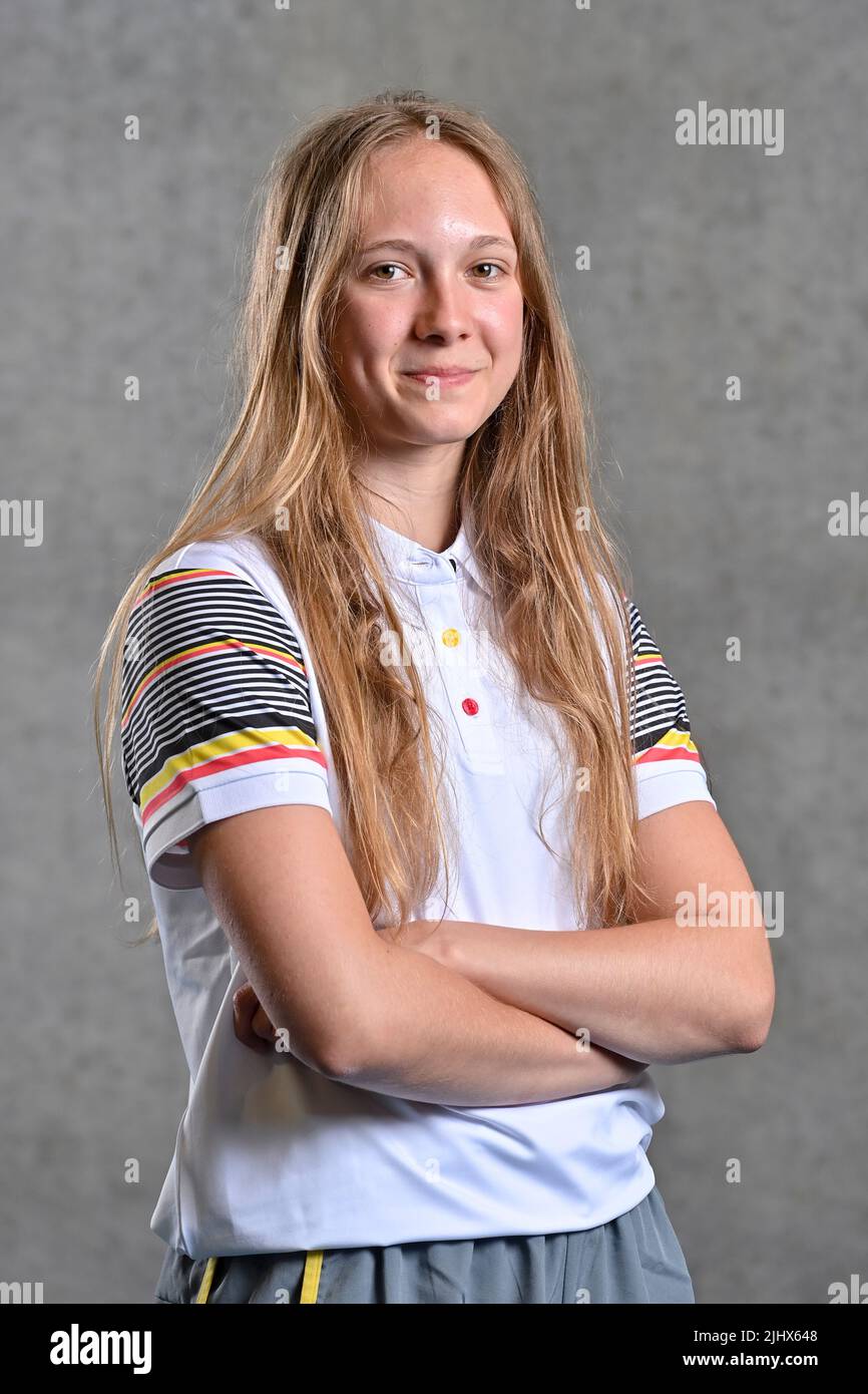 Amber Boonen poses during a team building exercise for the athletes ...