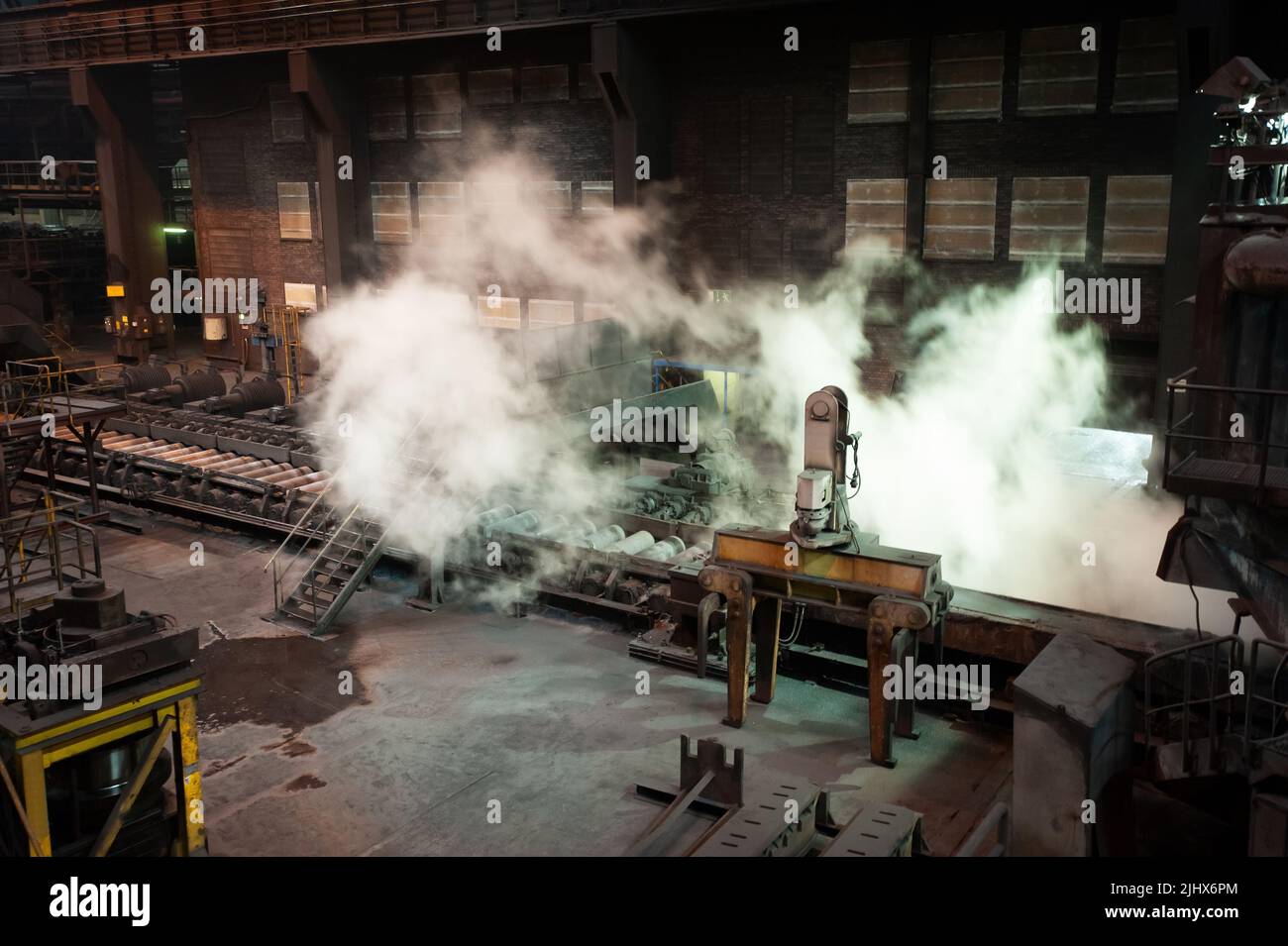 Metallurgical factory in Germany, hot rolled metal conveyor, sheet ...