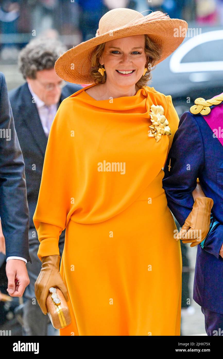 Queen Mathilde of Belgium attending Te Deum in Brussels, Belgium ...