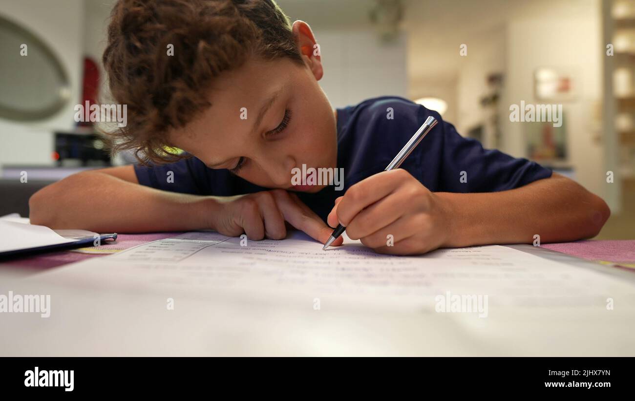 Young boy doing homework after school. Kid preparing for exam Stock ...