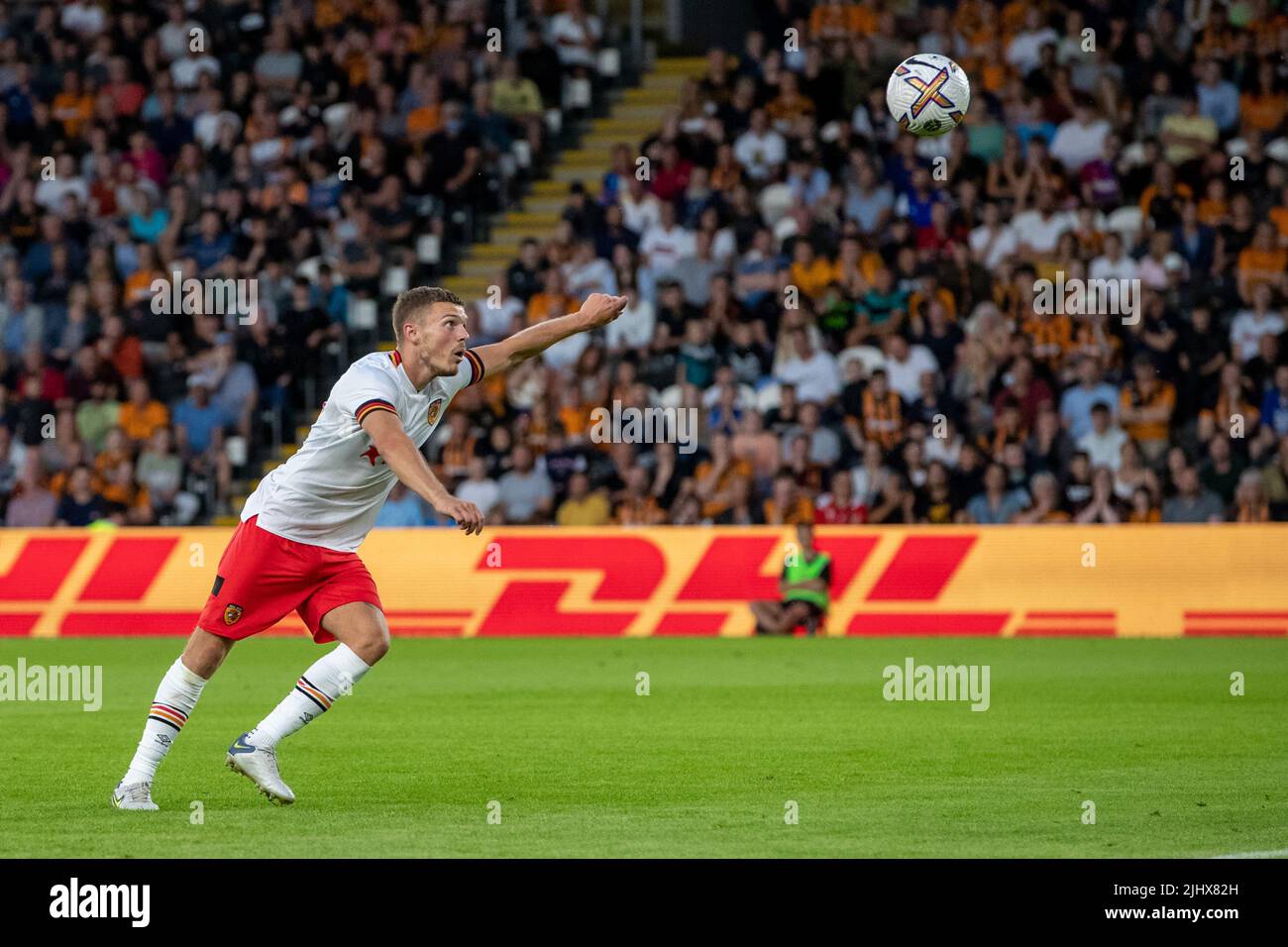 Regan Slater #27 of Hull City prepares to take a shot on the volley ...