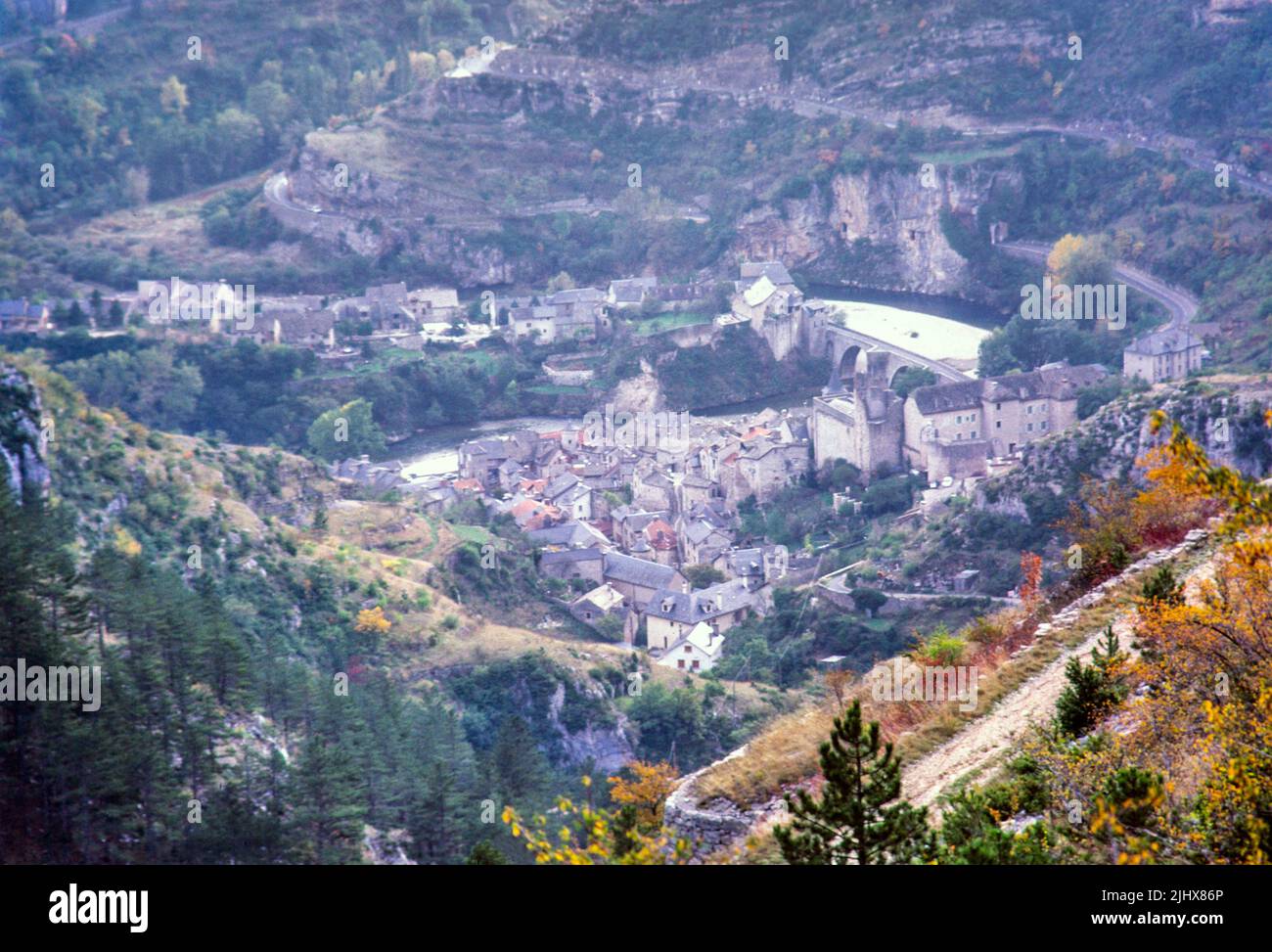 Sainte-Enimie village, Gorges du Tarn, River Tarn gorge, Cevennes ...