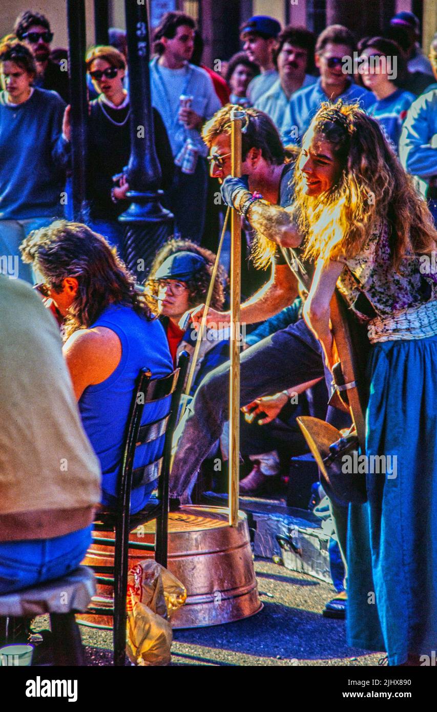 Portrait street musicians busking playing jazz in the French Quarter ...