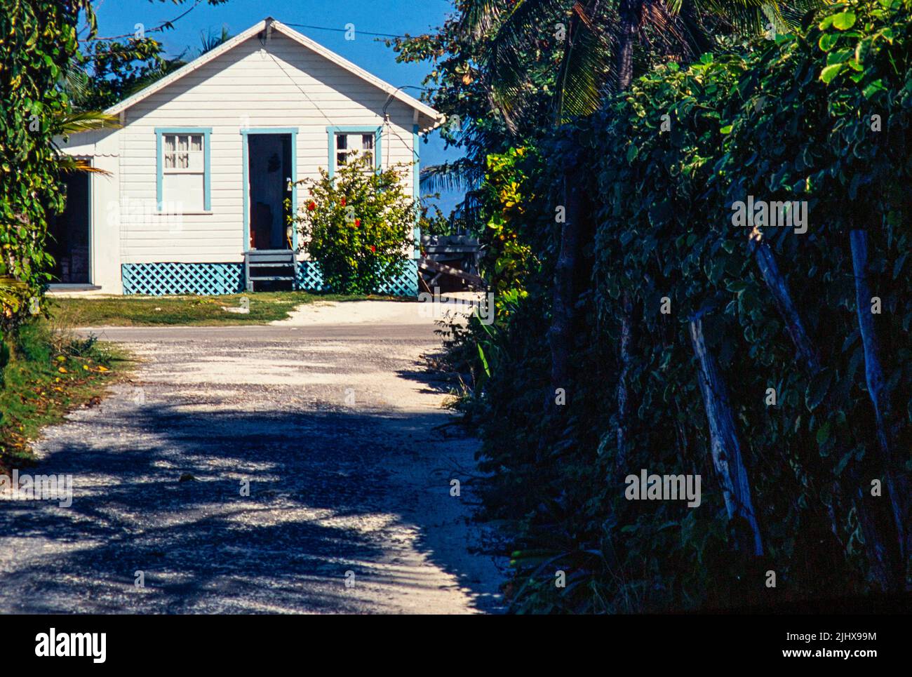 Traditional wooden building with corrugated iron roof, Cayman Brac ...