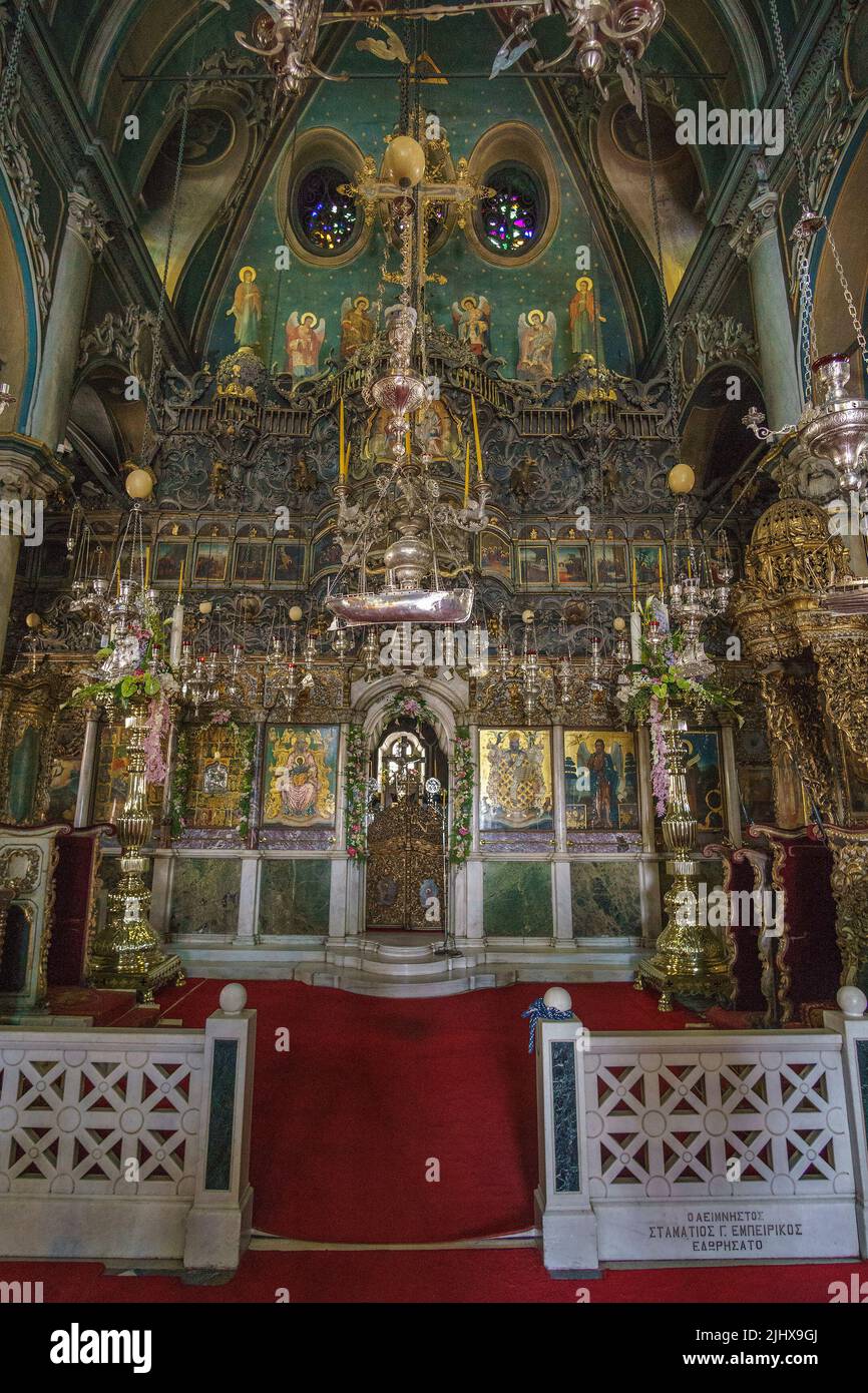 Interior view of Panagia Megalochari cathedral church (Virgin Mary) in ...