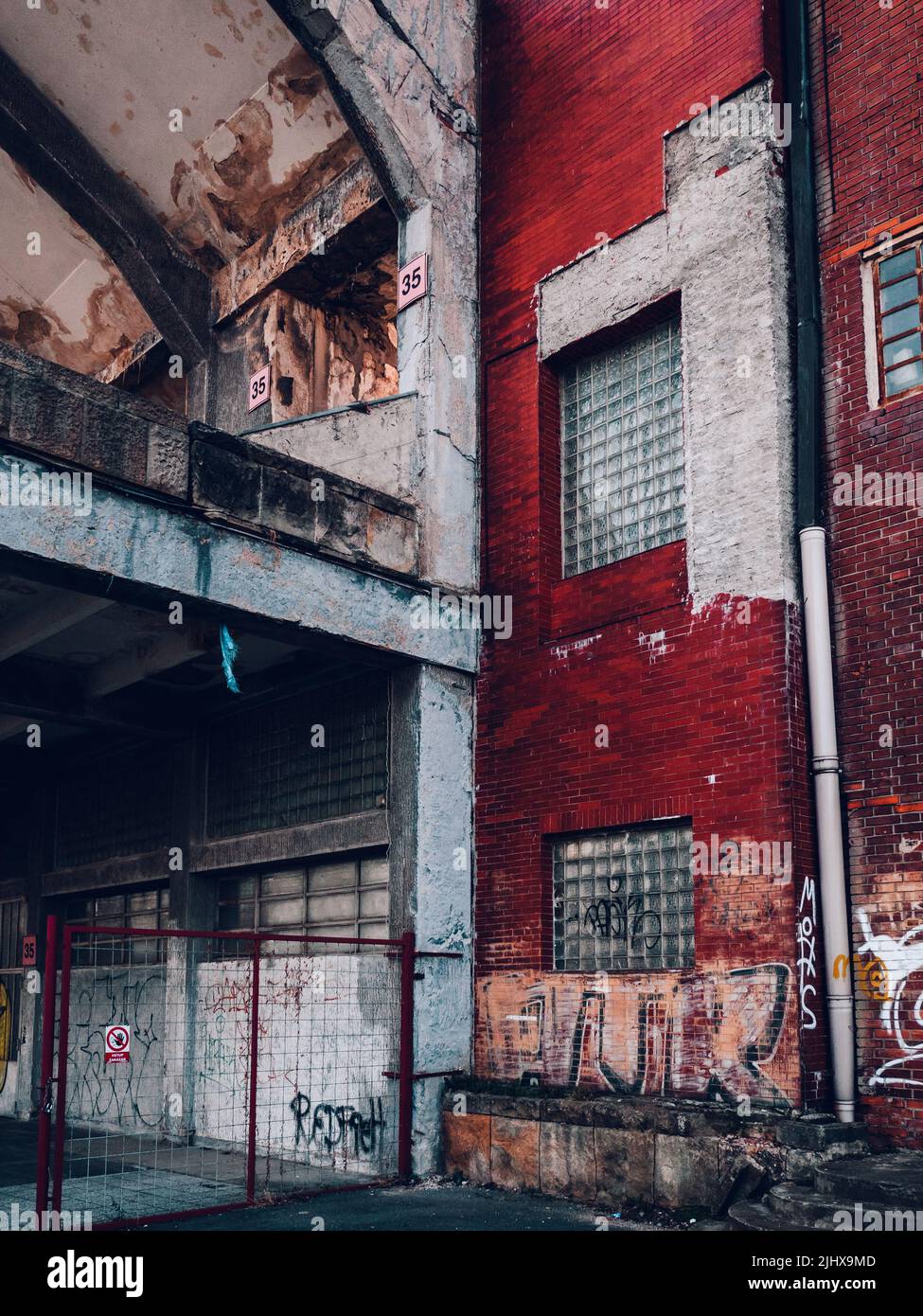 brick wall and graffiti at the stadium Stock Photo - Alamy