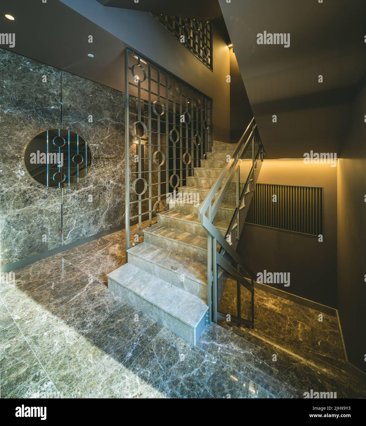 Modern interior of entrance hall in luxury residential apartment ...