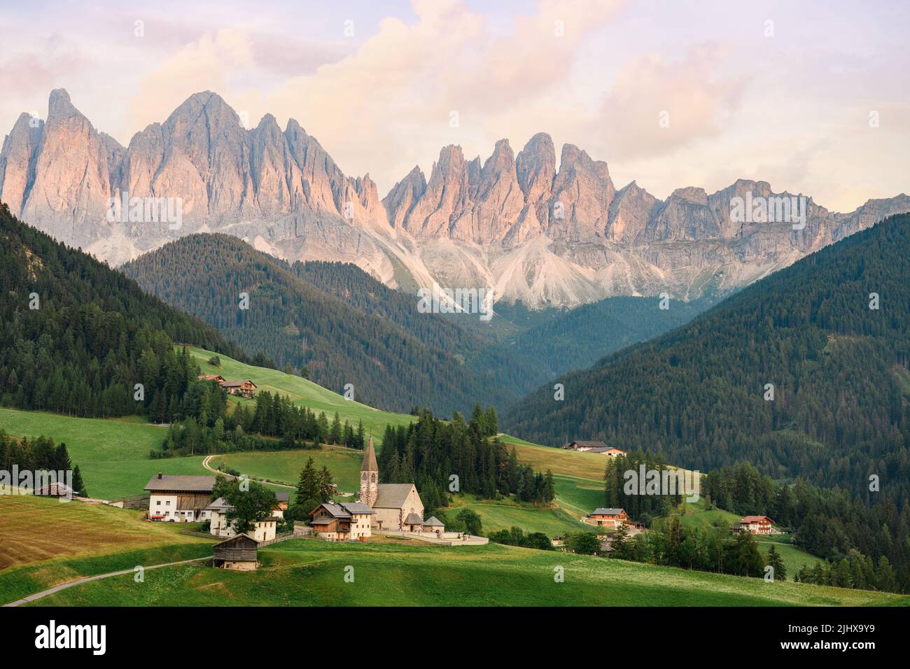 Stunning view of the Funes Valley (Val di Funes) with the Santa ...