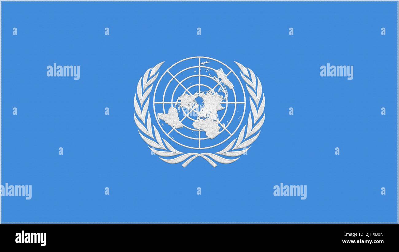UN - United Nations embroidery flag. Emblem stitched fabric ...