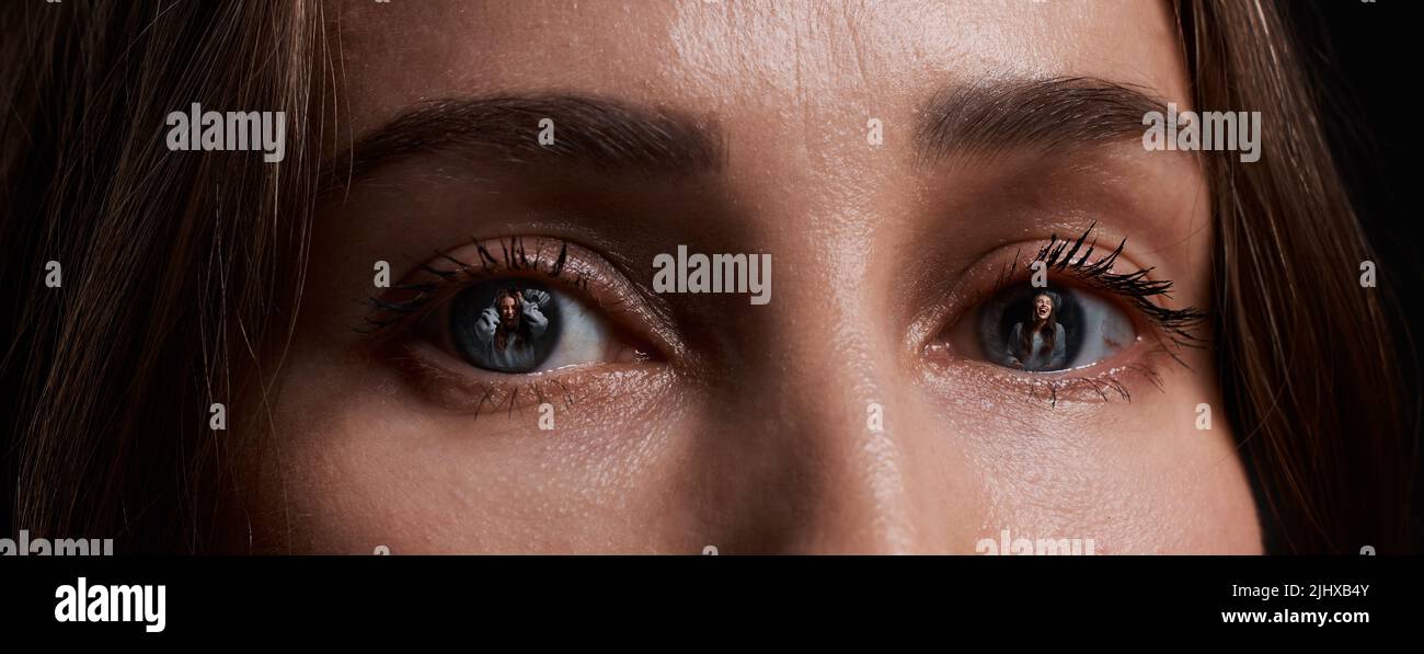 Our eyes tell our deepest secrets. Studio shot of a young woman ...