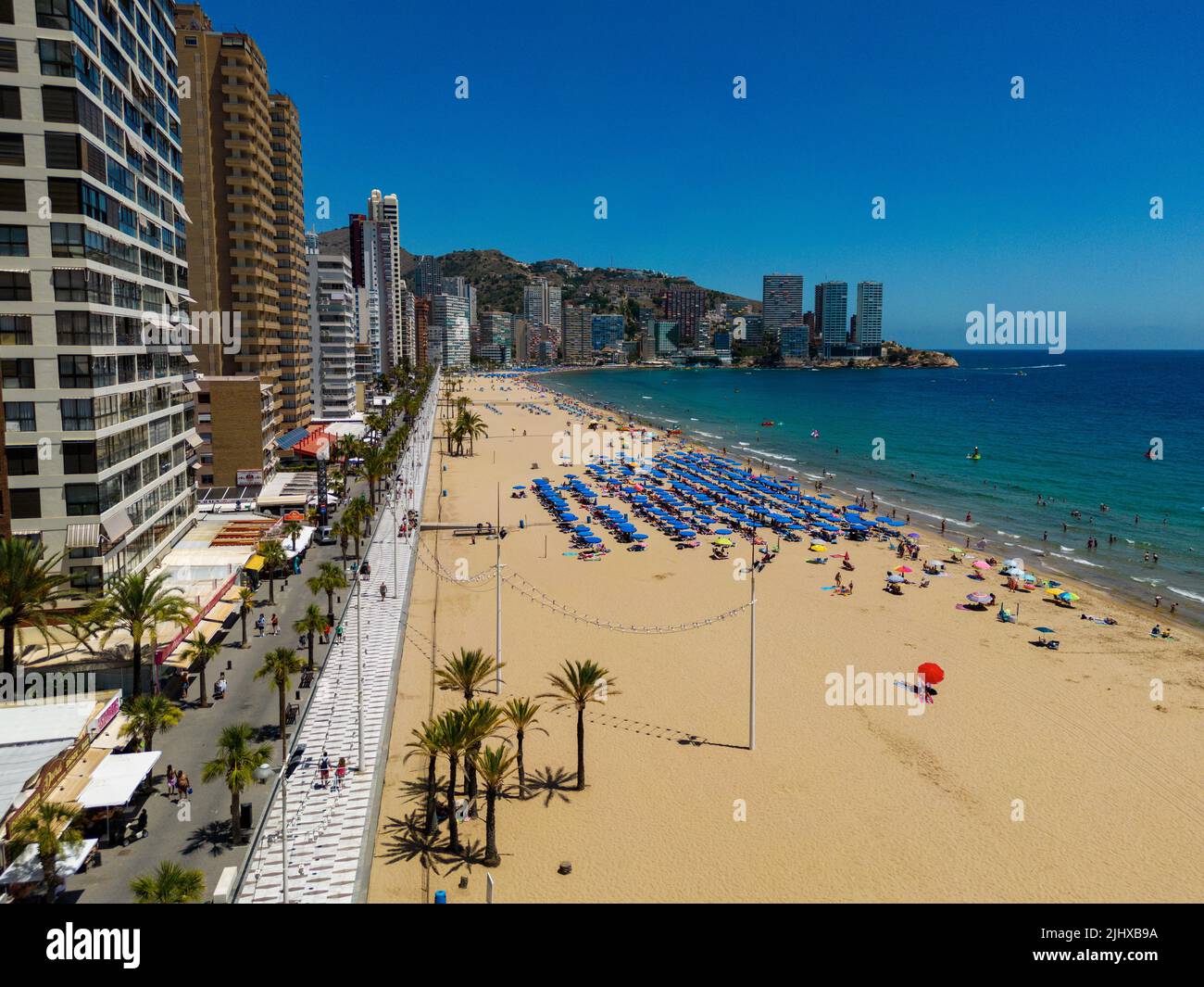 Benidorm Beach aerial view, Playa de Levante, Benidorm, Spain Stock ...