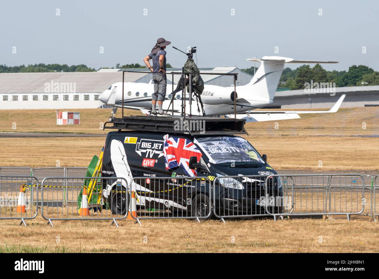 Big Jet TV live broadcast van filming at Farnborough International ...
