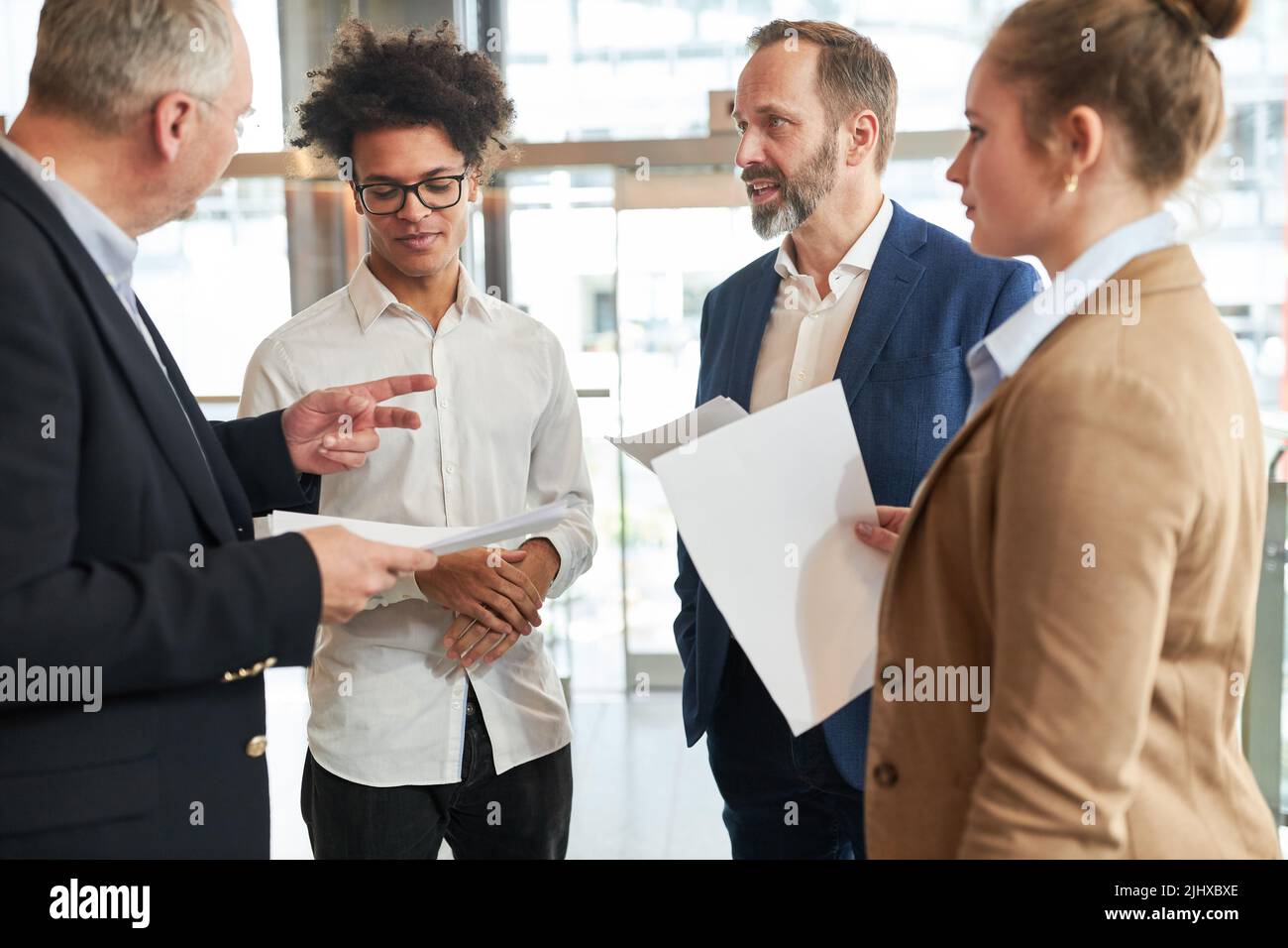 Business consultant makes a proposal in consulting meeting with startup ...
