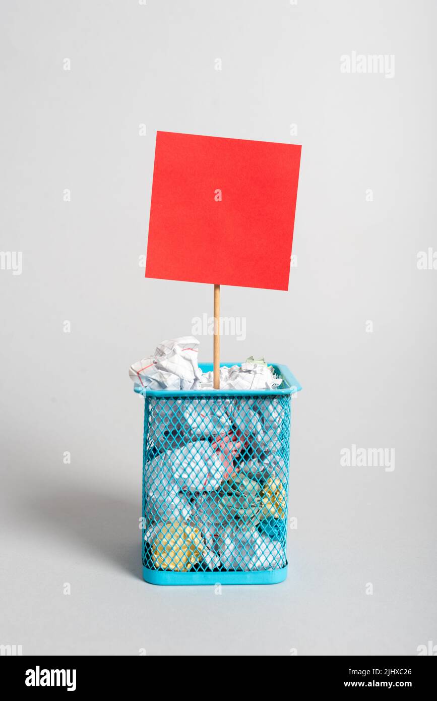 Case Full Of Paper Wraps And Important Message Pinned On Stick. Bin ...