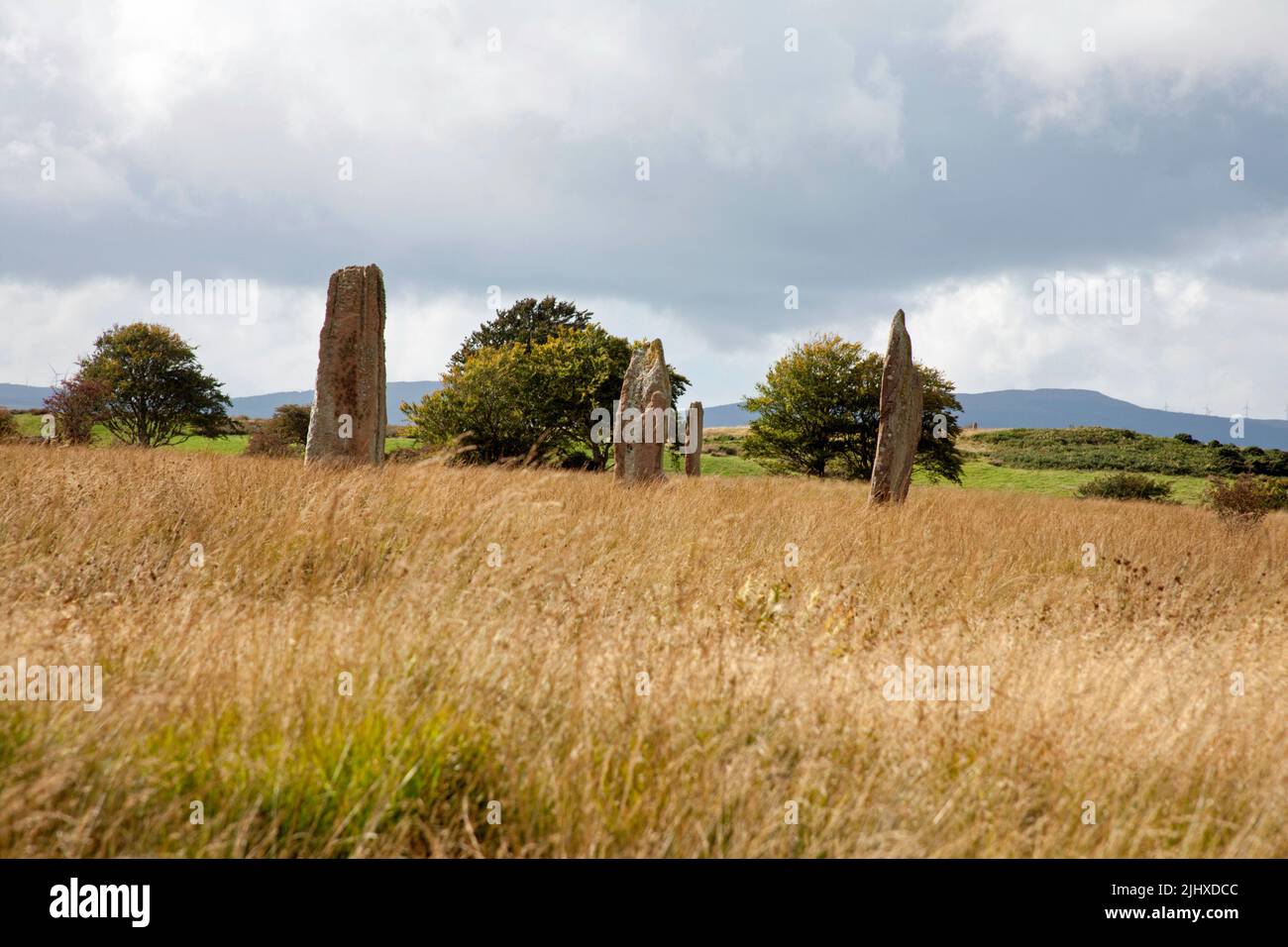 Neolithic standing stones and stone circle Machrie Moor Isle of Arran ...