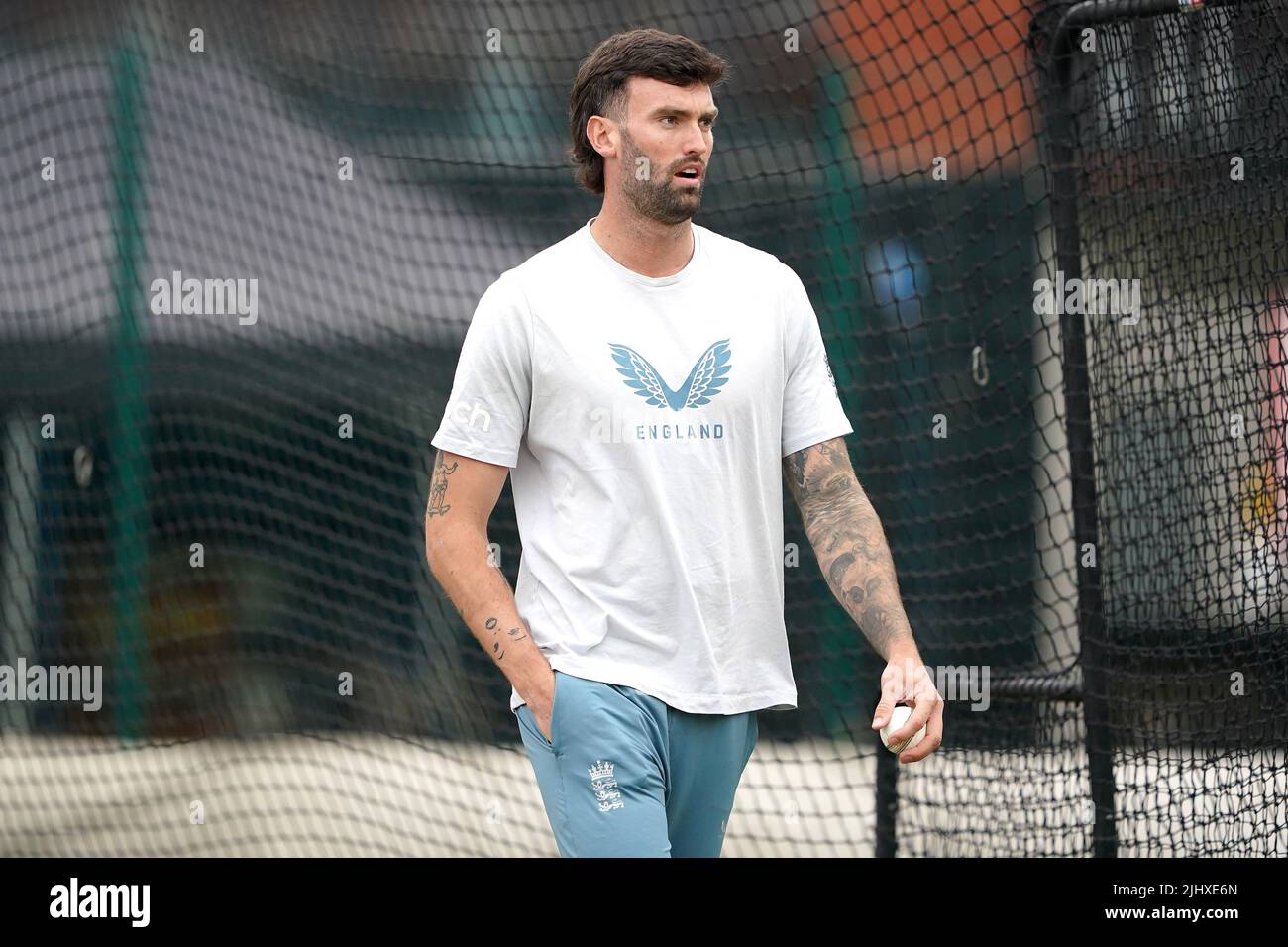 England's Reece Topley during a training session at Emirates Old ...