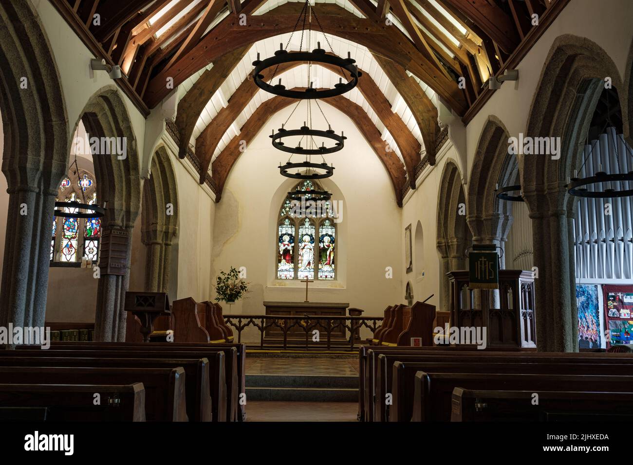 Interior of St Mawnan and St Stephen's Church, Mawnan, Cornwall Stock ...