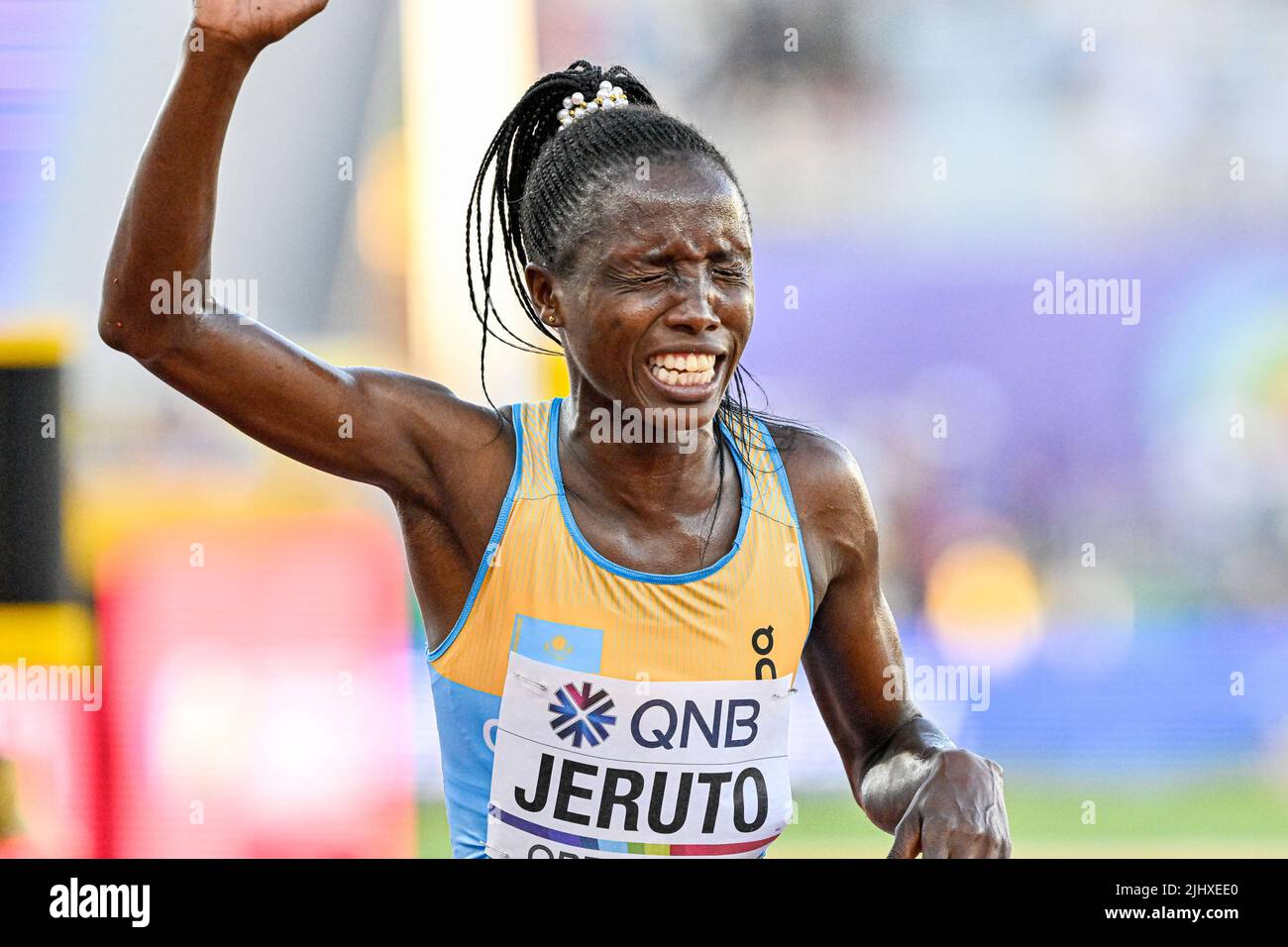 Norah Jeruto of Kazakhstan Gold medal on Women's 3000m steeplechase ...
