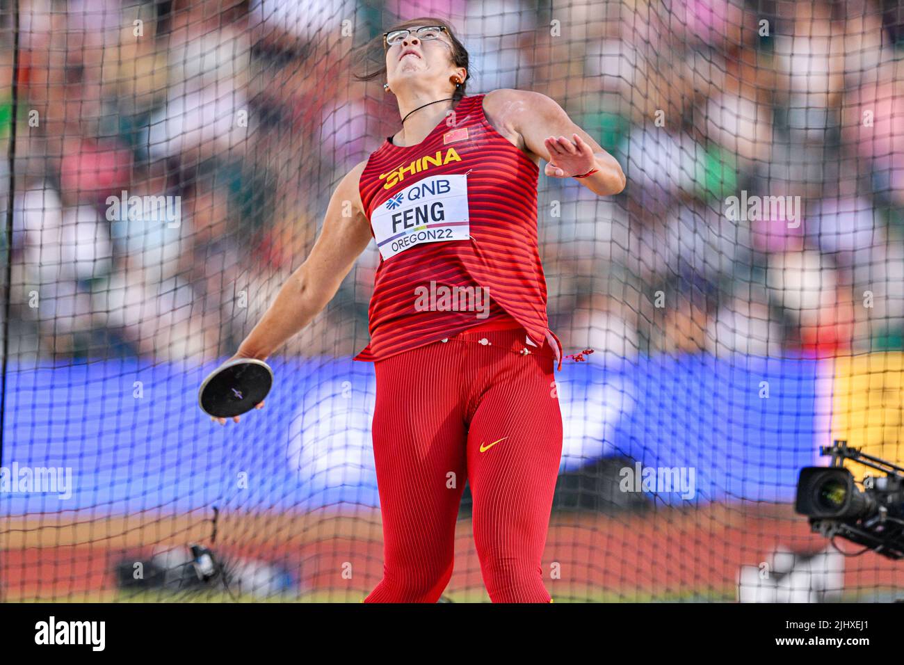 Bin Feng of China Gold medal on Women's discus throw during the World ...