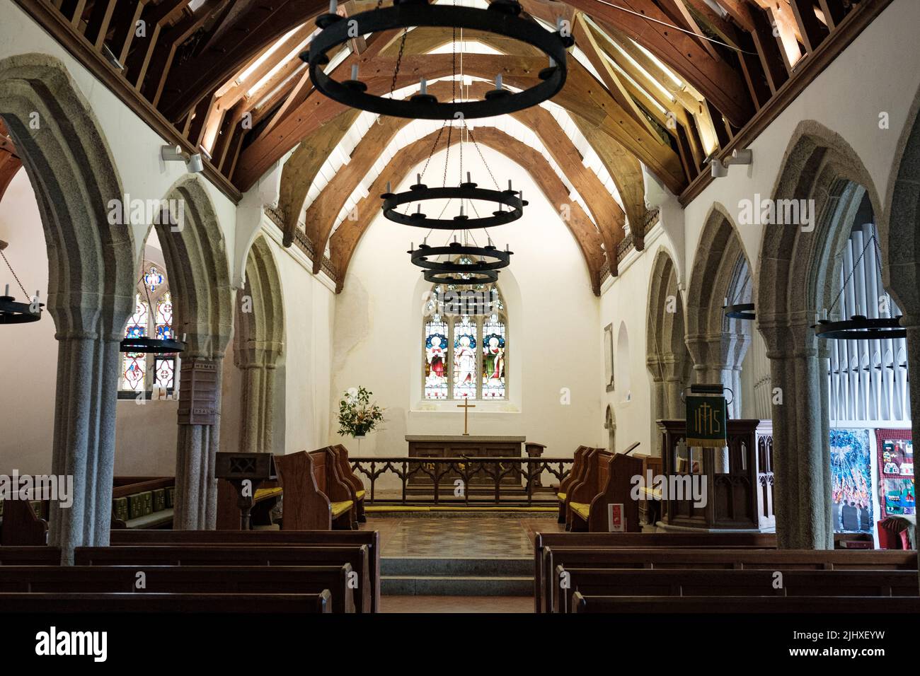 Interior of St Mawnan and St Stephen's Church, Mawnan, Cornwall Stock ...