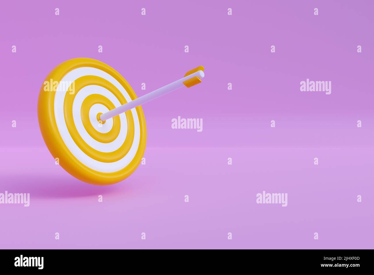 3d arrow hit center of target. Concept of solving business problems ...