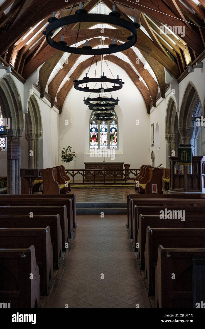 Interior of St Mawnan and St Stephen's Church, Mawnan, Cornwall Stock ...