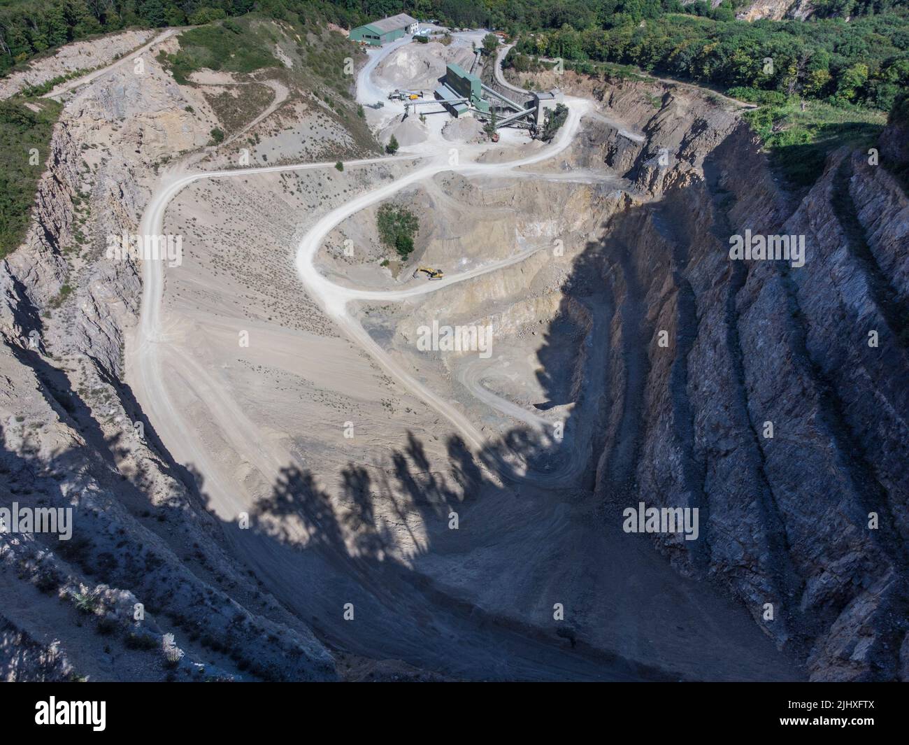Aerial view of the Quarry border to the forest Stock Photo - Alamy