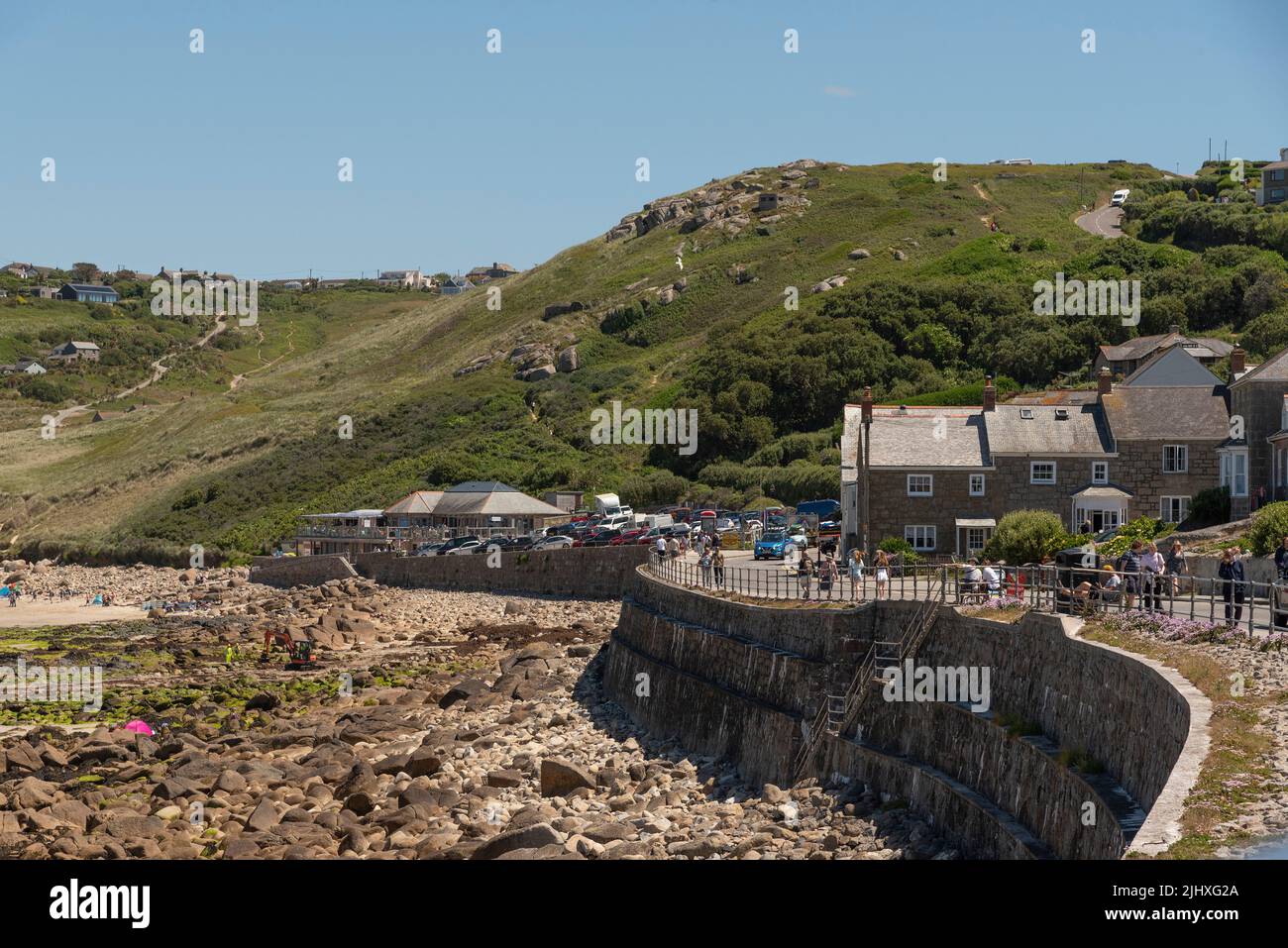 Sennen Cove, Cornwall, England, UK. 2022. View along the seafront at ...