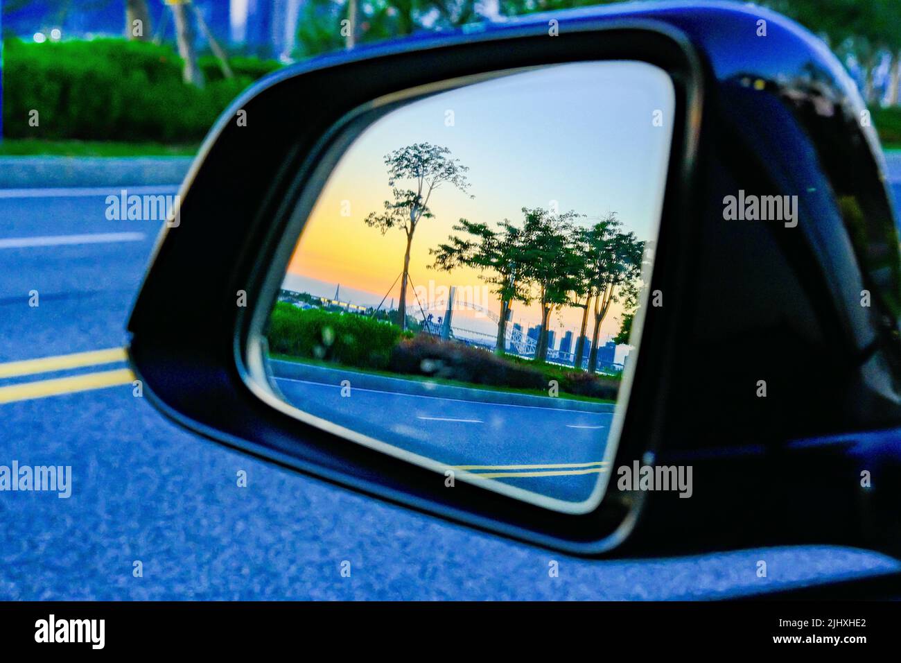 Mirror View of Sunset Stock Photo - Alamy