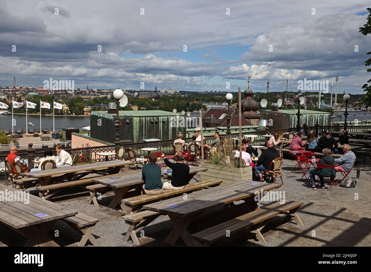 Daily life in Stockholm, Sweden, during Friday. People at Mosebacke ...