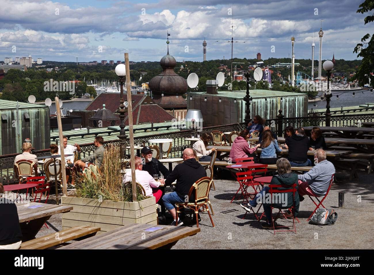 Daily life in Stockholm, Sweden, during Friday. People at Mosebacke ...