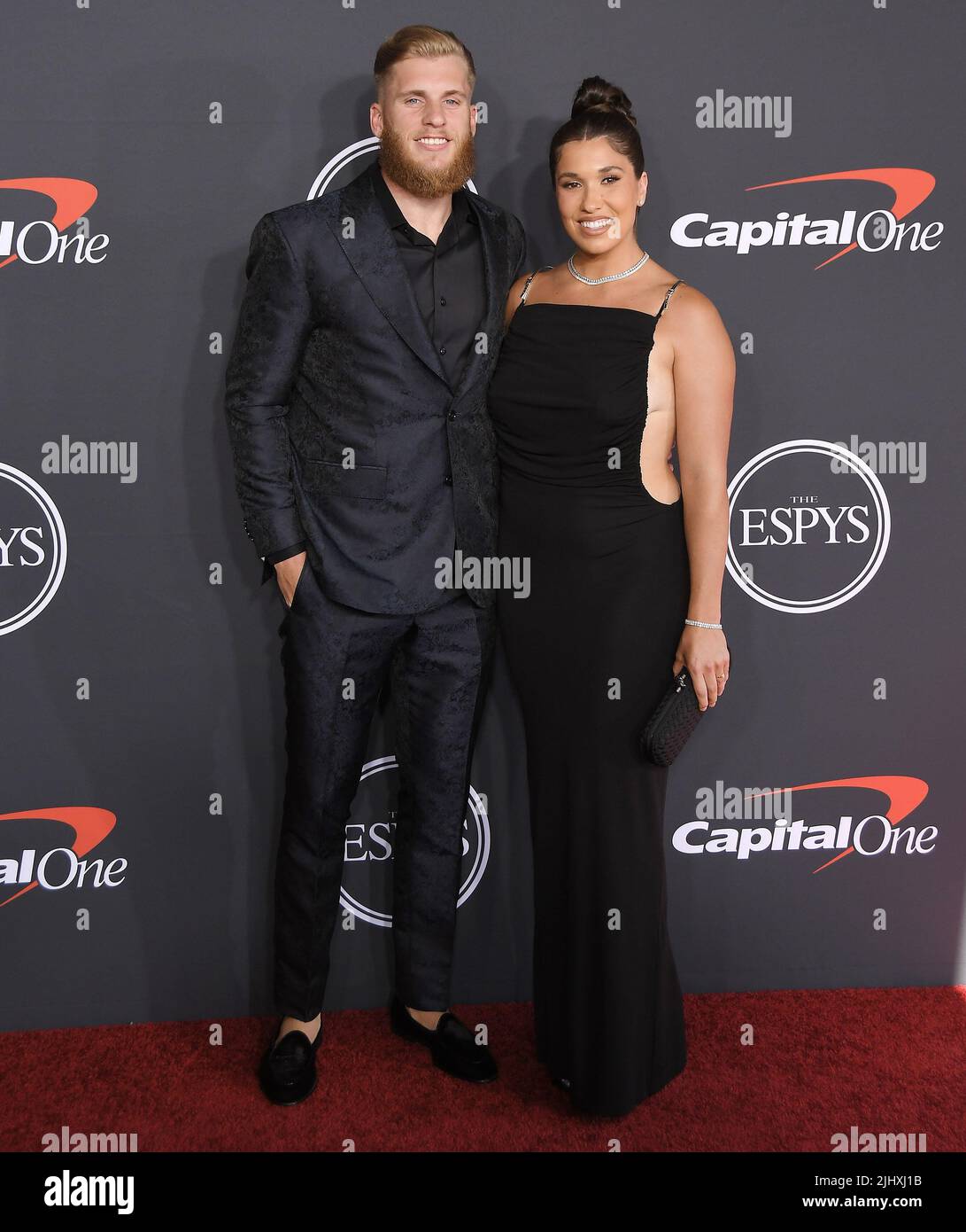 (L-R) Cooper Kupp and Anna Marie Kupp arrives at the 2022 ESPYs held at ...