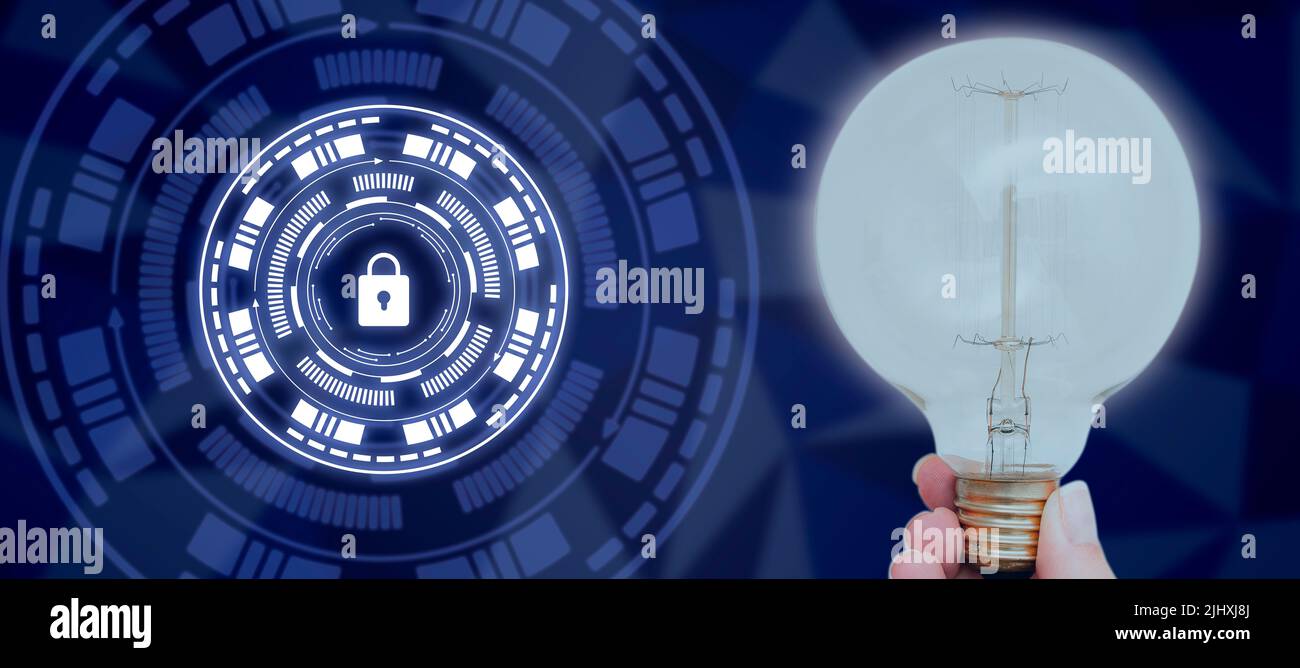 Hand Of Woman Holding Illuminated Light Bulb By Digitally Generated ...