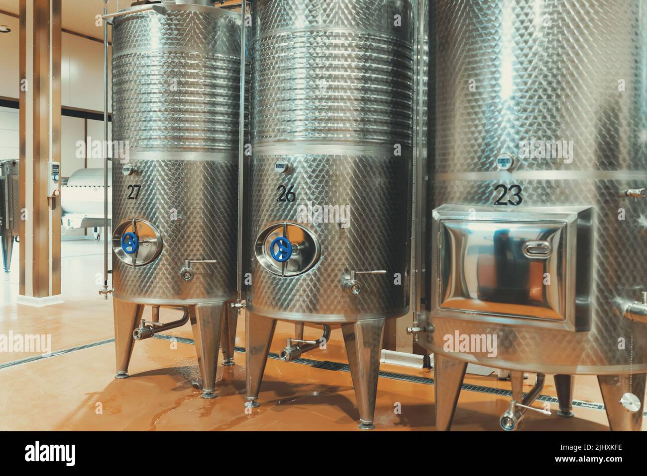 Modern wine factory interior with reservoirs Stock Photo - Alamy