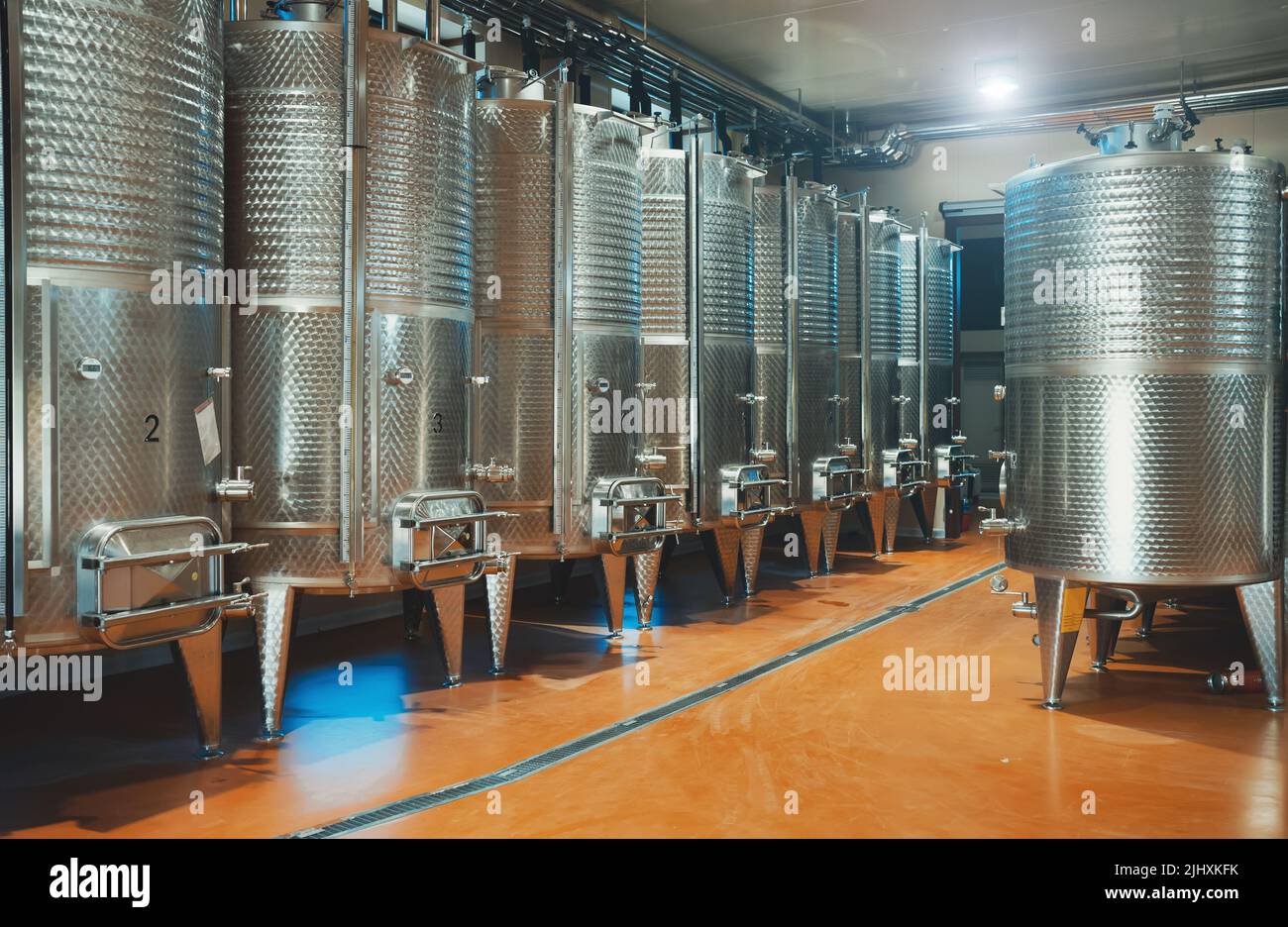 Modern wine factory interior with reservoirs Stock Photo - Alamy