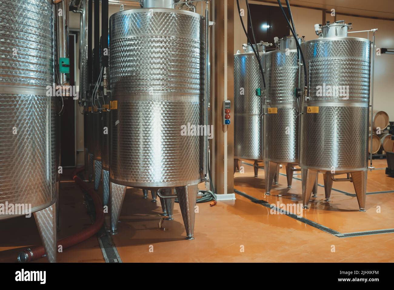 Modern wine factory interior with reservoirs Stock Photo - Alamy