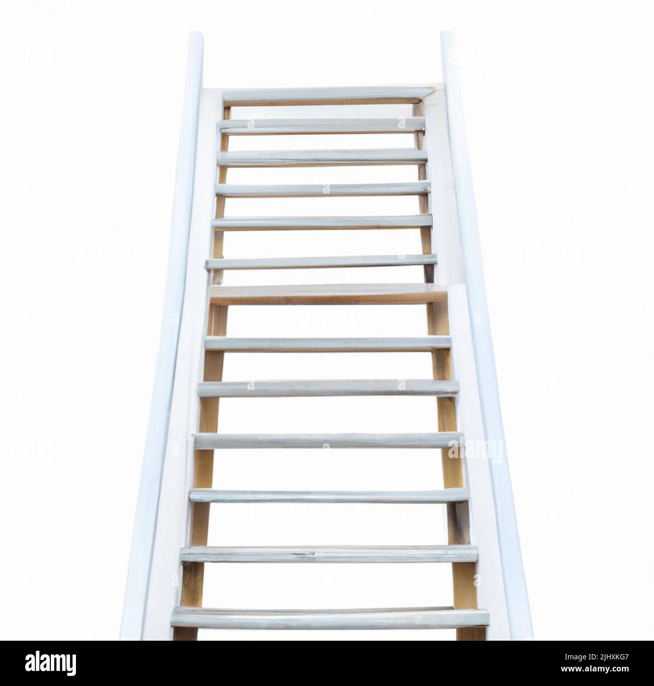 A white stairway ladder isolated on a white background Stock Photo - Alamy