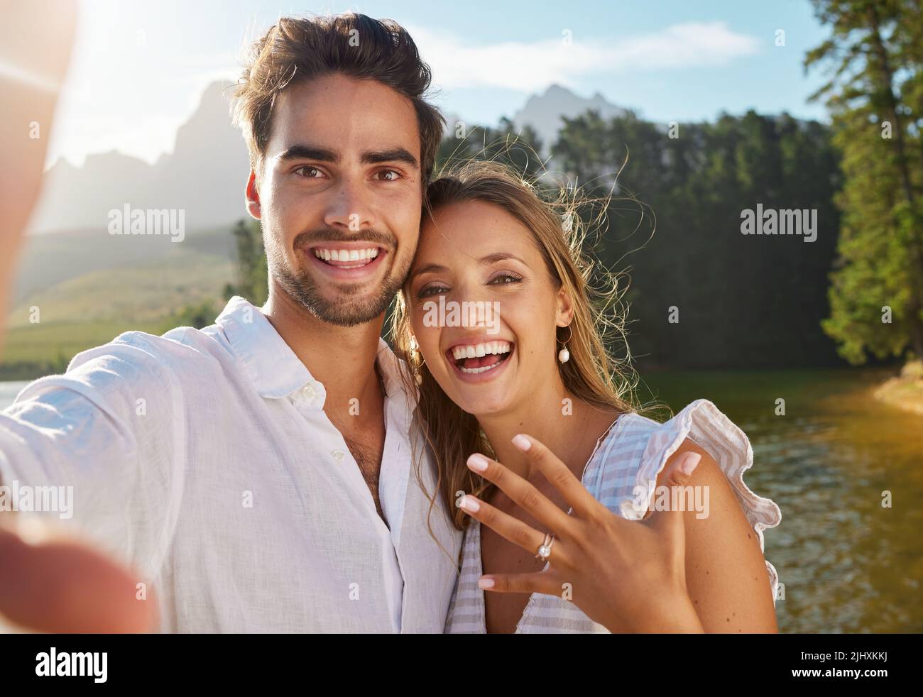New beginnings with my best friend. a young couple taking a selfie ...