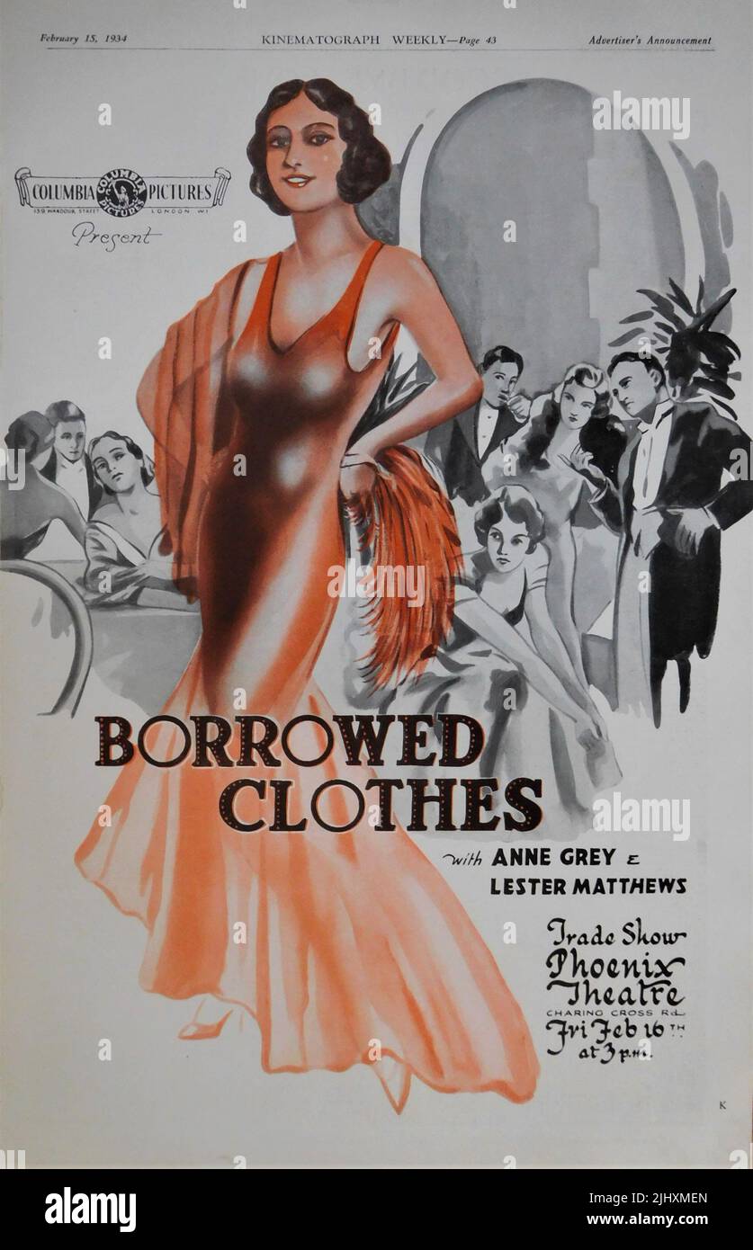 ANNE GREY and LESTER MATTHEWS in BORROWED CLOTHES 1934 director ARTHUR ...