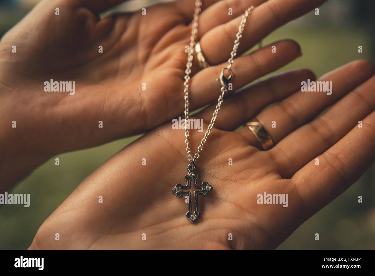 Silver locket neck hi-res stock photography and images - Alamy