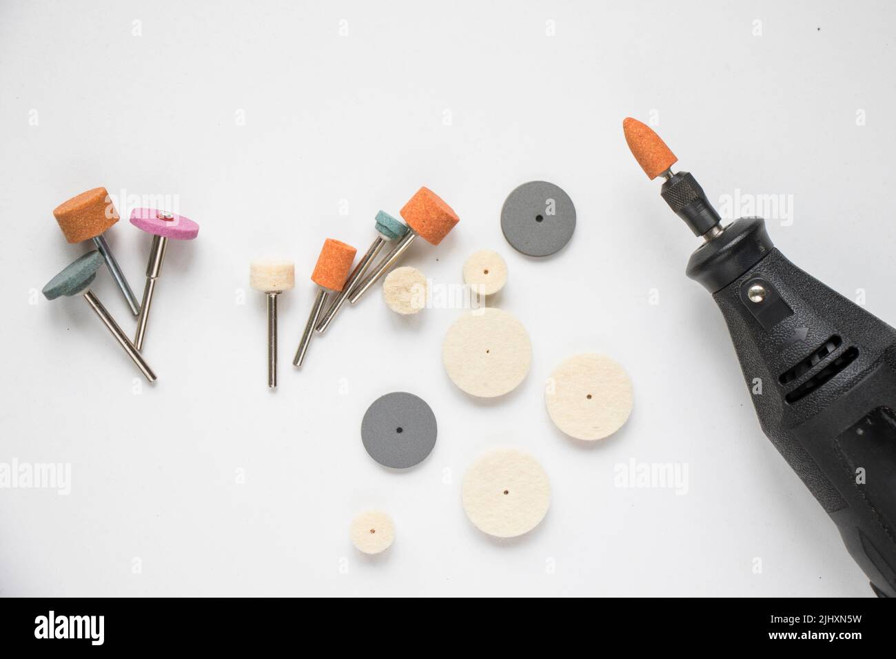 Dremel rotary kit, dremel heads, instrument for handwork on white ...